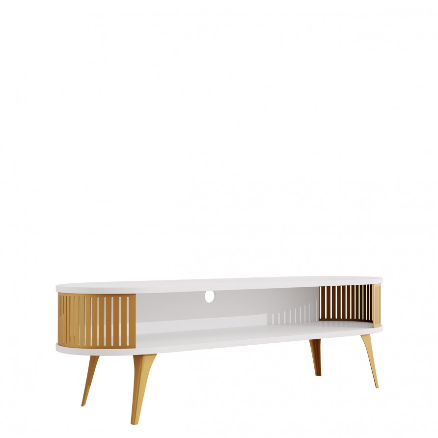 TV-Lowboard oval Mozimo Gold Versand 0€